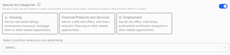 Set up Special Ad Categories (housing, credit, employment)